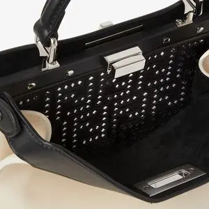 Fendi Peekaboo® Iseeu Small Parchment-colored Leather Bag With Ff Mirrors